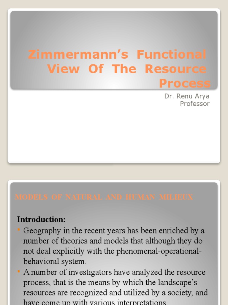 Zimmermann's Functional Resource Theory | PDF | Resource | System