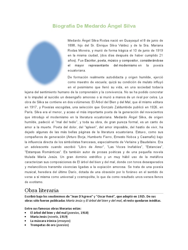 Biografía de Medardo Ángel Silva | PDF