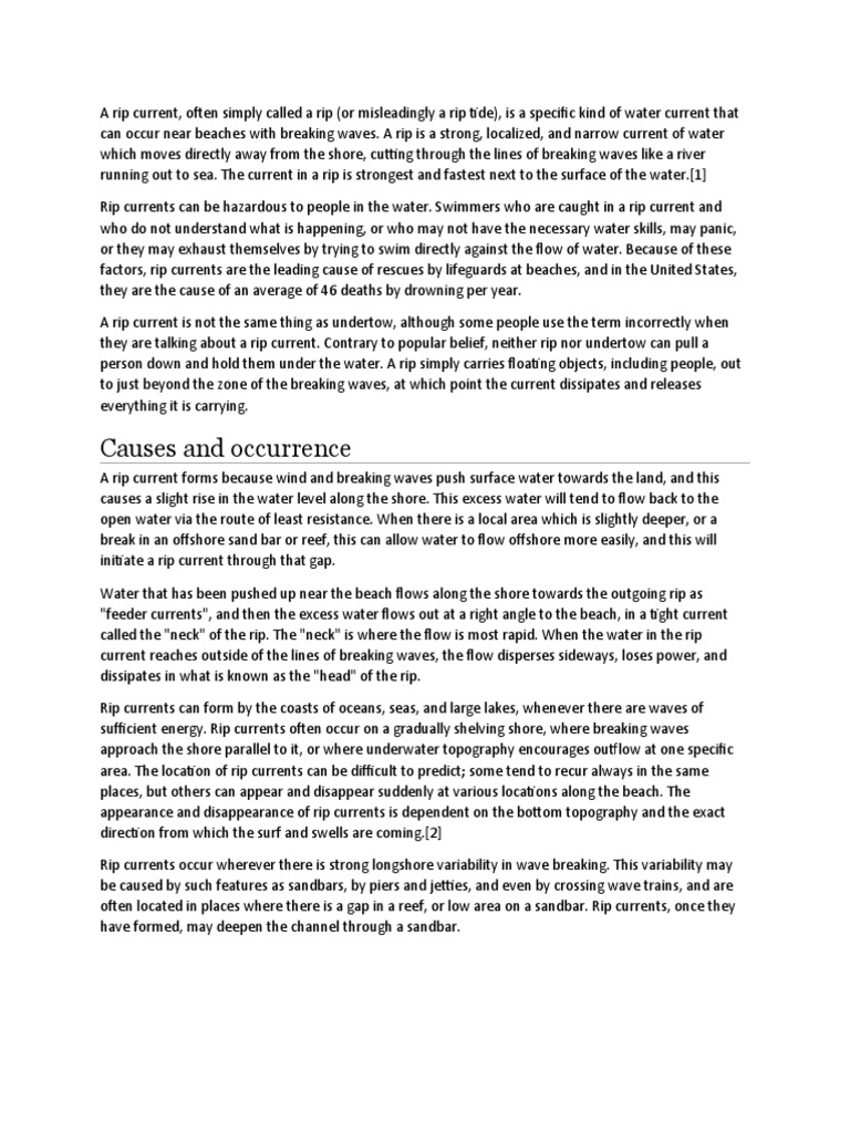 A Rip Current Pdf Water Sports Earth Sciences