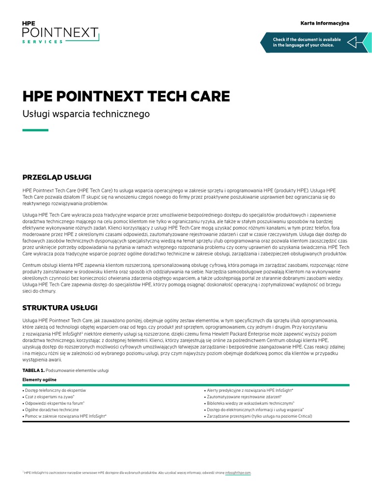 HPE Pointnext Tech Care | PDF