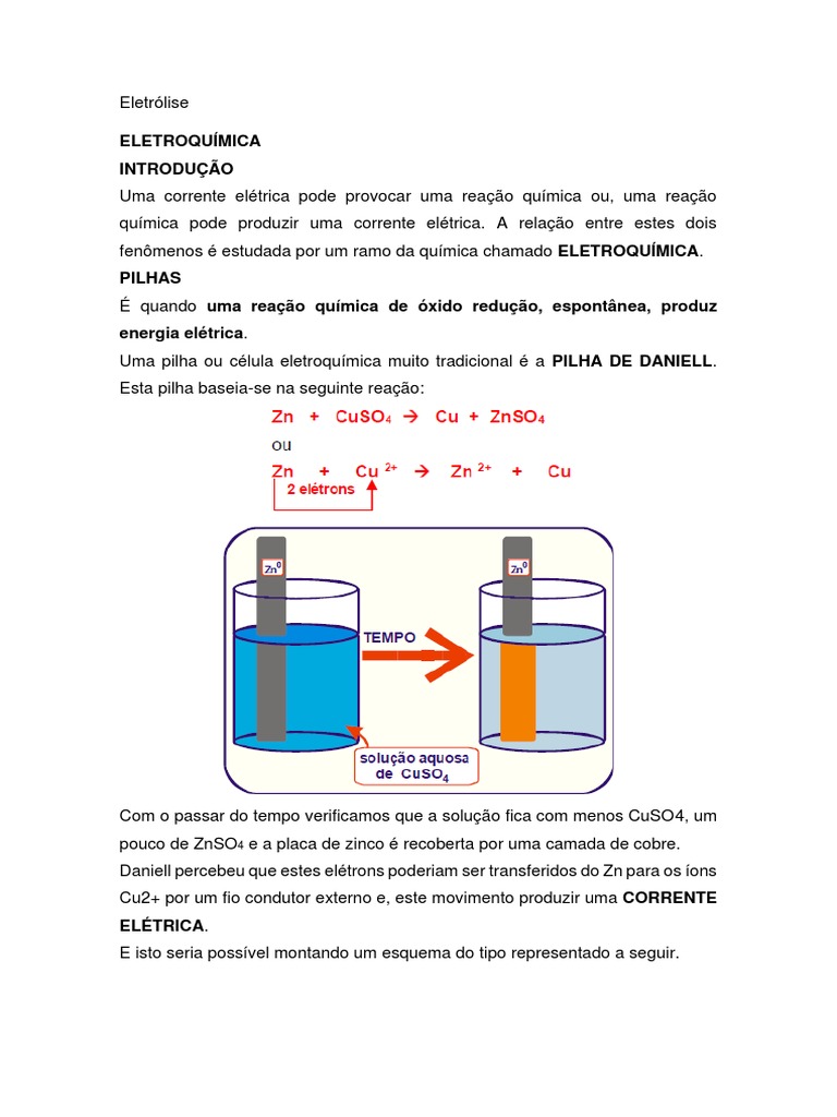 Introdução à eletroquímica: pilha de Daniell e seus princípios ...