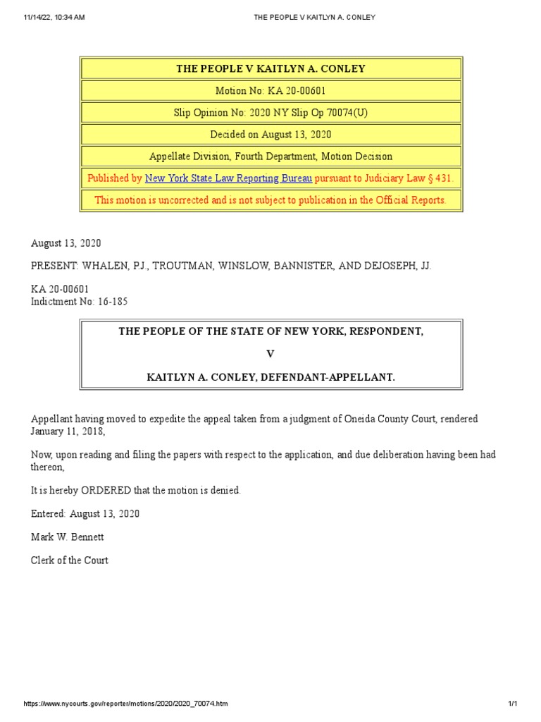 People V Kaitlyn Conley Appeal | PDF