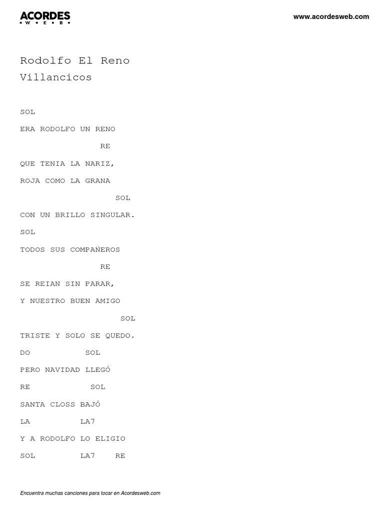 Acordes y letra de Rodolfo el Reno | PDF | Arte | Poesía