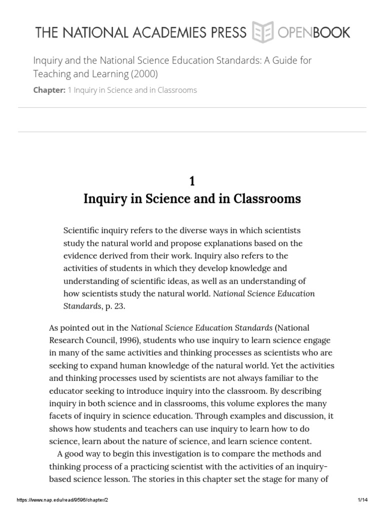 Inquiry in Science and in Classrooms Inquiry and The National Science ...