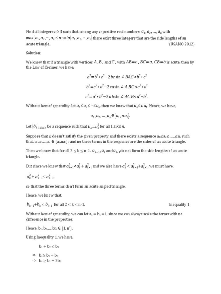 USAMO 2012 Problem | PDF