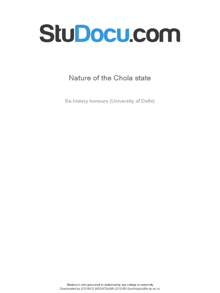 Nature of The Chola State | PDF