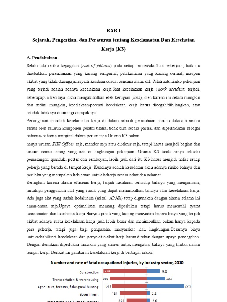 Bab 1 Sejarah, Pengertian Dan Peraturan K3 | PDF | Bisnis