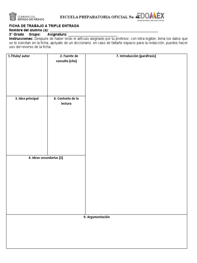 Ficha de Triple Entrada | PDF