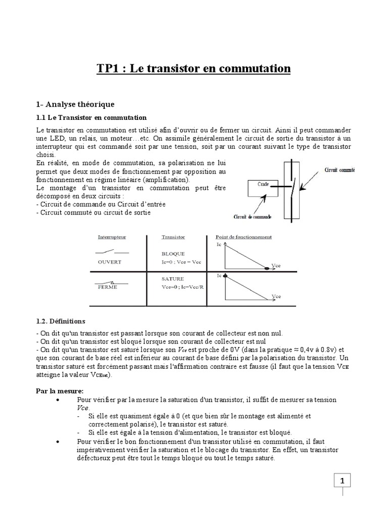TP 1 | PDF | Transistor | Amplificateur électronique