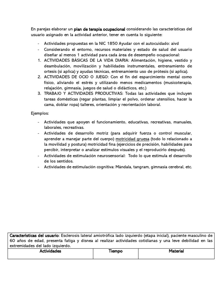 Act. Terapia Ocupacional | PDF | Terapia ocupacional | Hombro