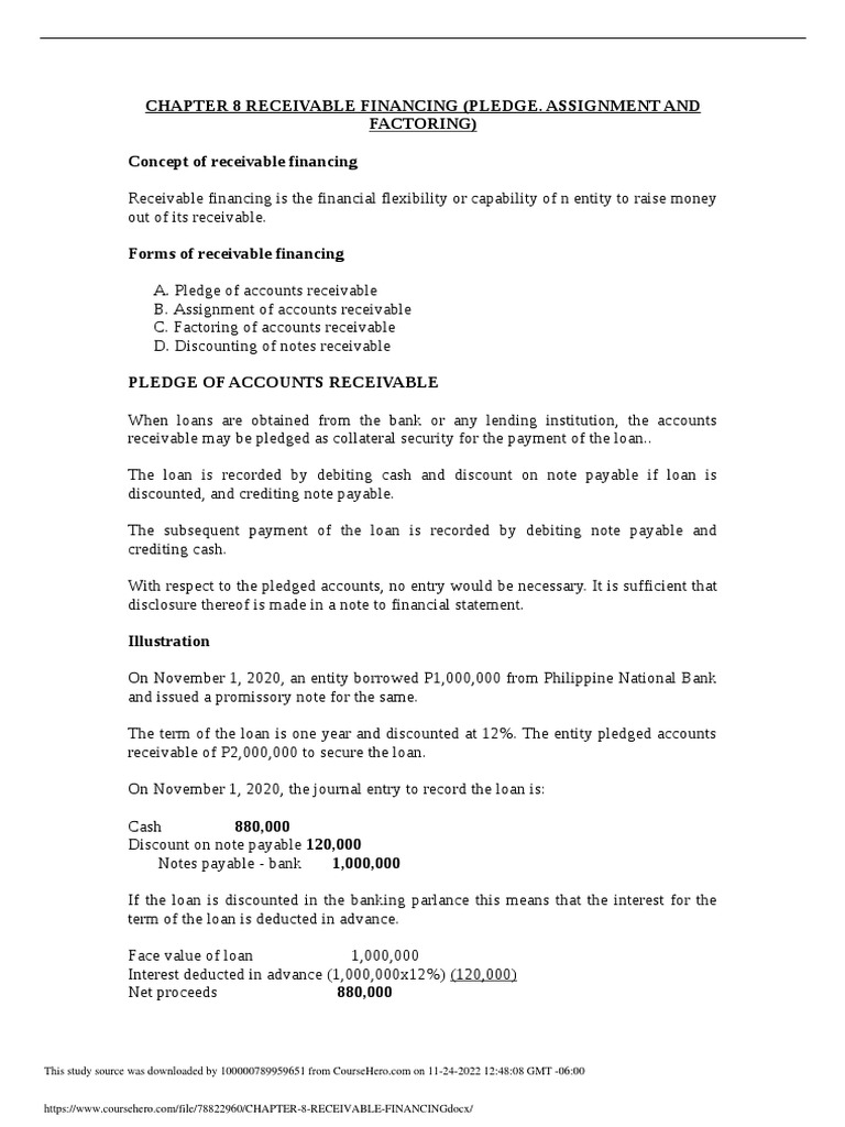 Receivable Financing Explained: Pledge & Assignment | PDF | Business | Law