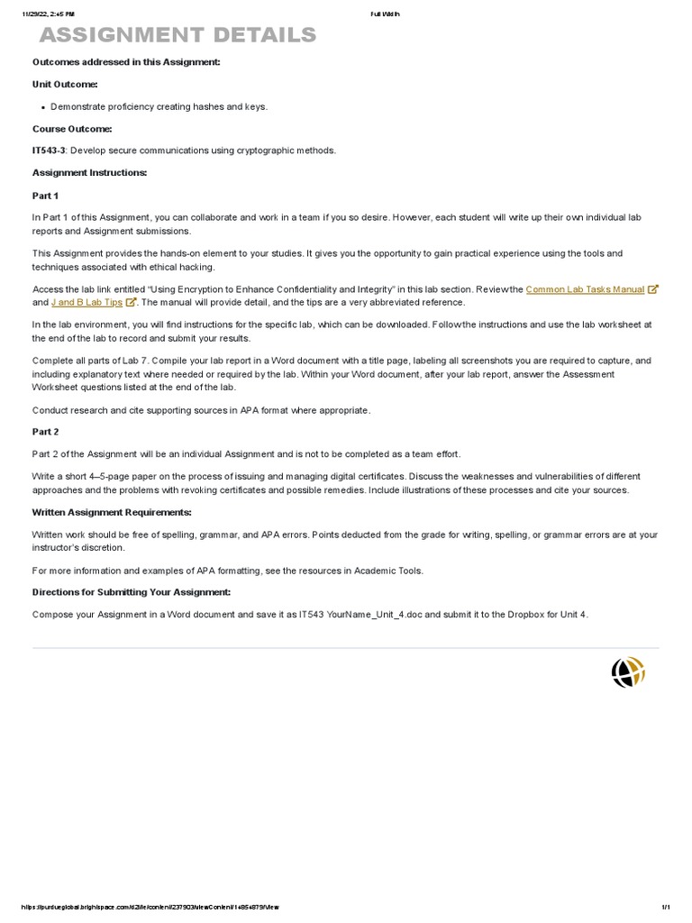 Unit 4 Assignment It543 Cryptography Concepts And Techniques Pdf Cryptography Secure 