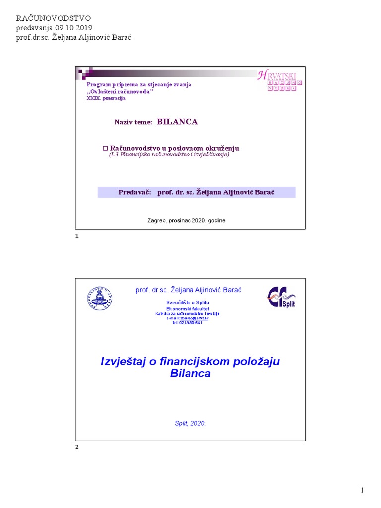 Aljinovic Barac Zeljana - Bilanca | PDF