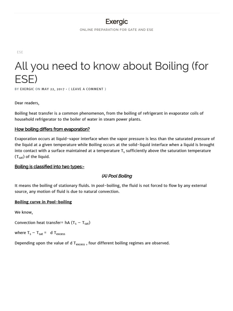 Boiling (For ESE) - Exergic | PDF | Boiling | Heat Transfer