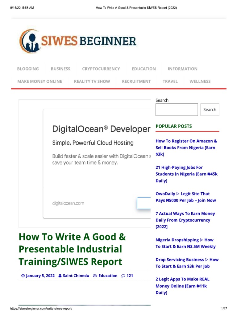 How To Write SIWES Report | PDF