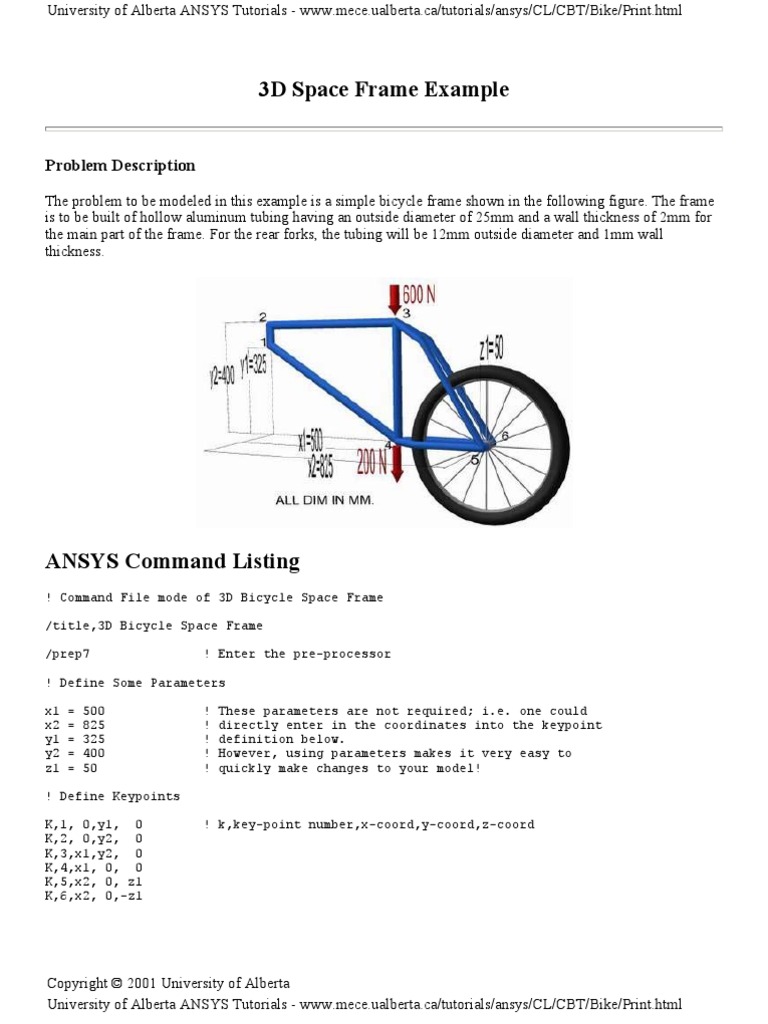 ANSYS-3D Space Frame Example | PDF