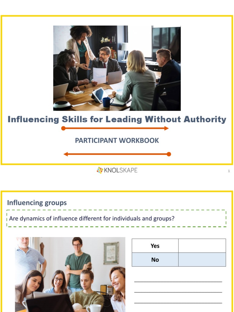 Influencing Skills For Leading Without Authority Workbook Vilt | PDF ...
