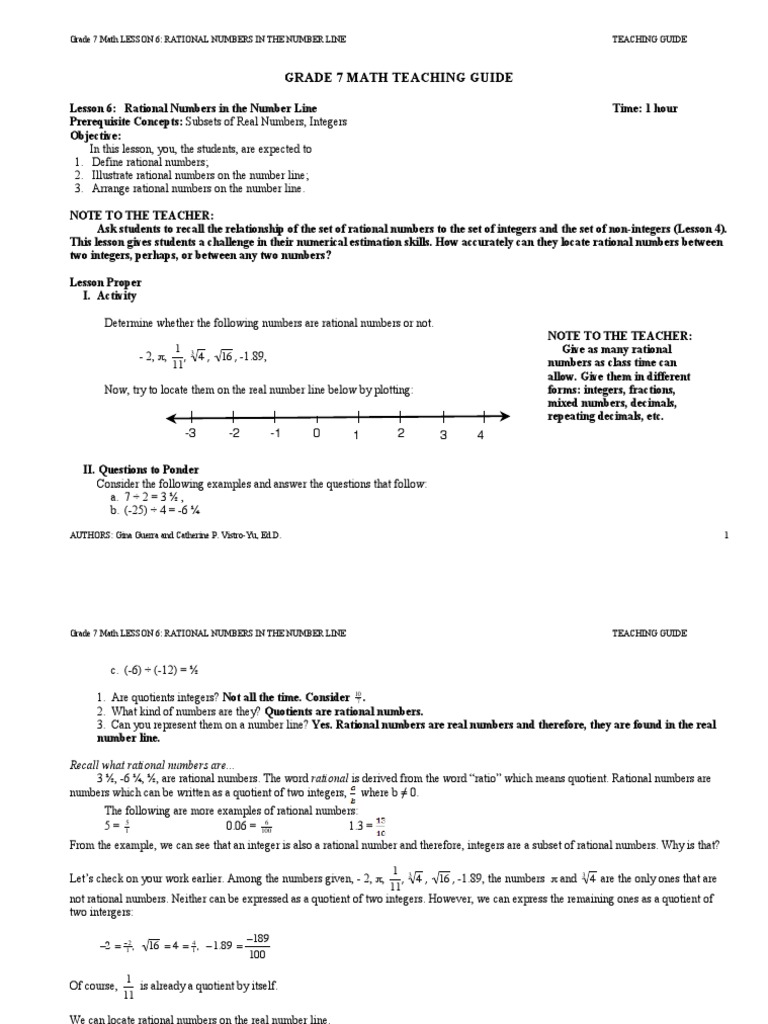 Rational Numbers on Number Line | PDF | Numbers | Rational Number