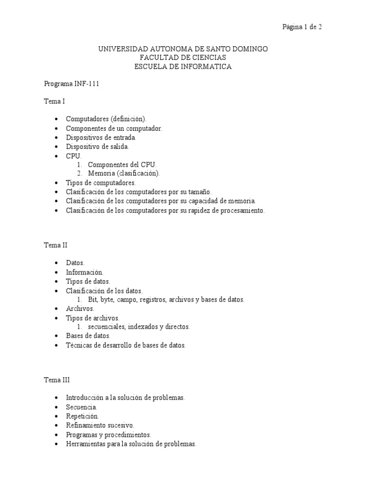 INF-111 Sinoptica | PDF