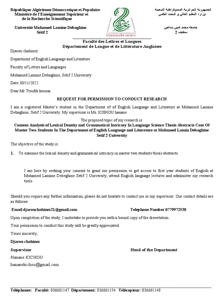 Request For Permission To Conduct Research NEW October 2021 | PDF ...