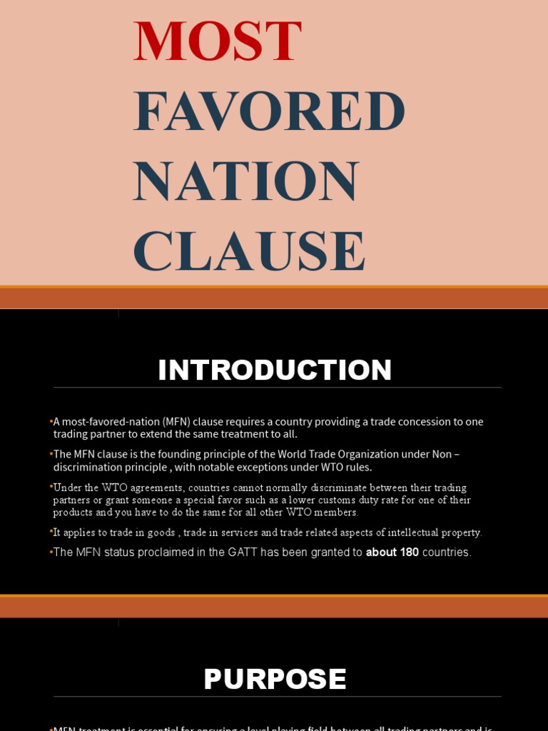 Favored Nation Clause | PDF | Most Favoured Nation | World Trade ...
