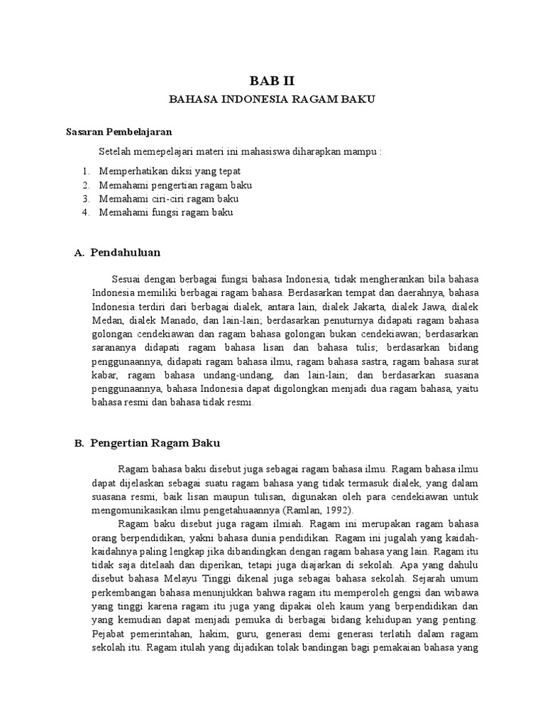Ragam Baku Bahasa Indonesia | PDF