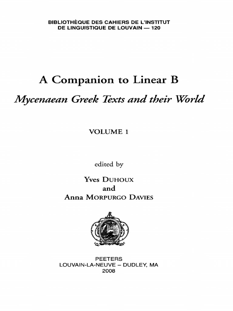 Chronology of Linear B Texts | PDF | Mycenaean Greece | Archaeology