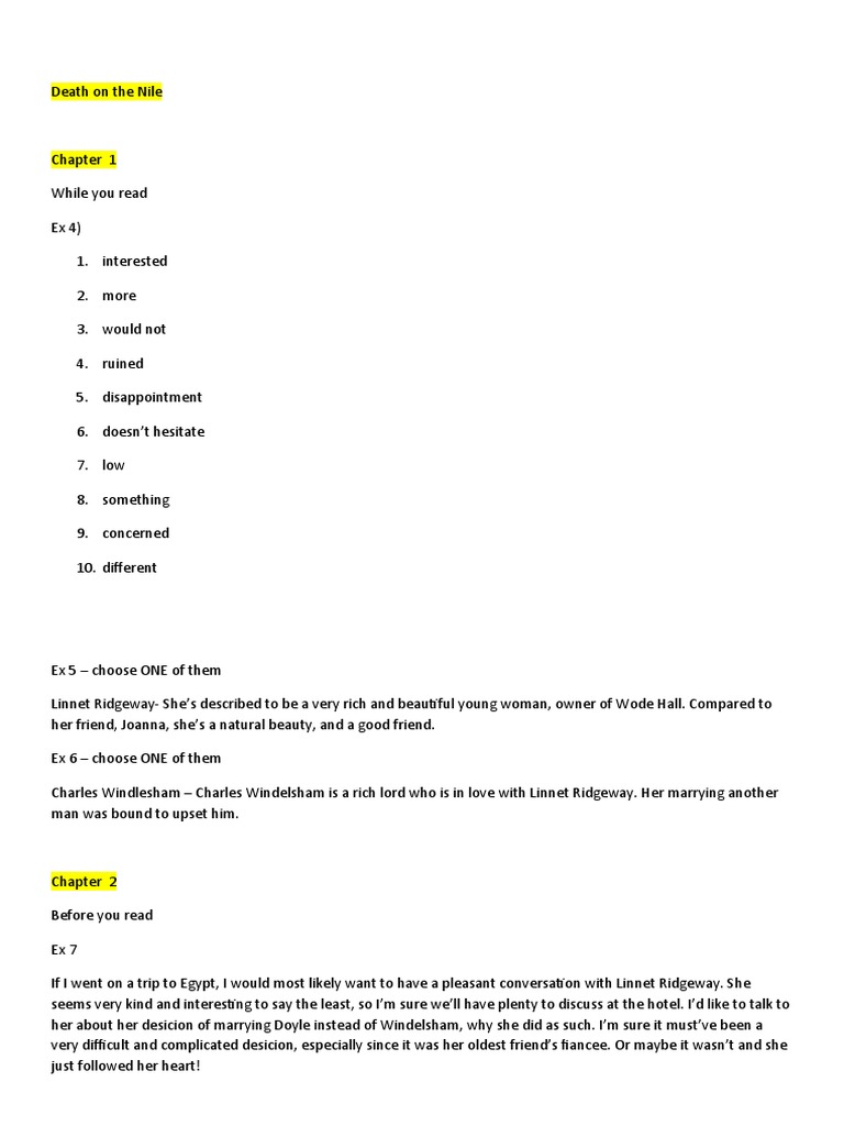 Task Death On The Nile | PDF | Hercule Poirot