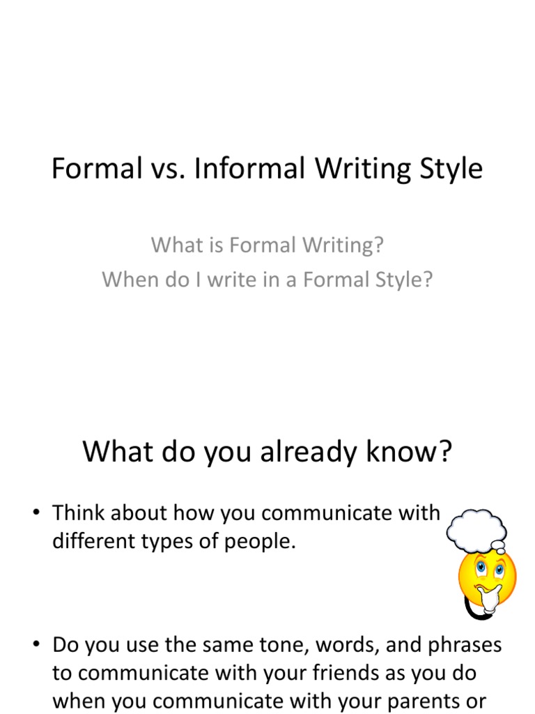 Common Core Formal Vs Informal Writing Powerpoint | PDF | Foods | Tone ...