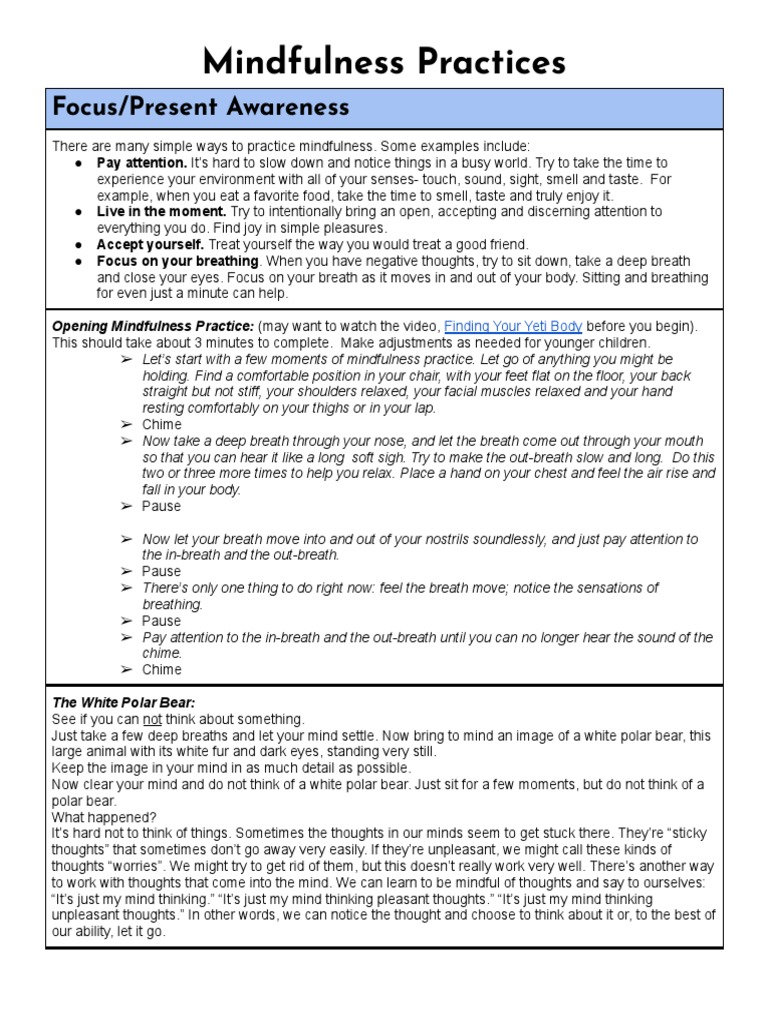 Mindfulness Activity Ideas | PDF | Thought | Mindfulness