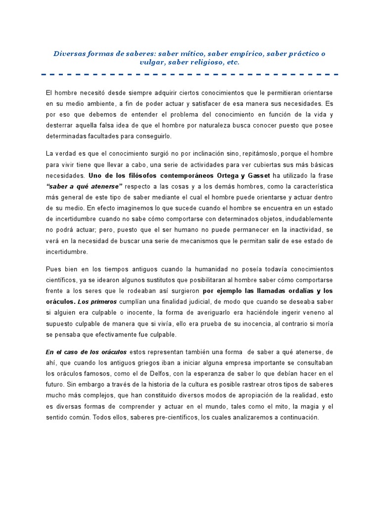 FILOSOFIA--Diversas Formas de Saberes_ Saber Mítico, Saber Empírico ...