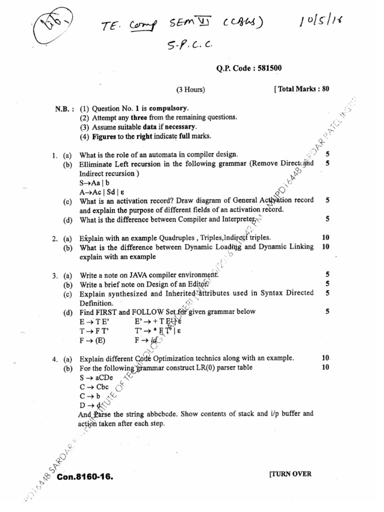 SPCC May 16 MU QP | PDF