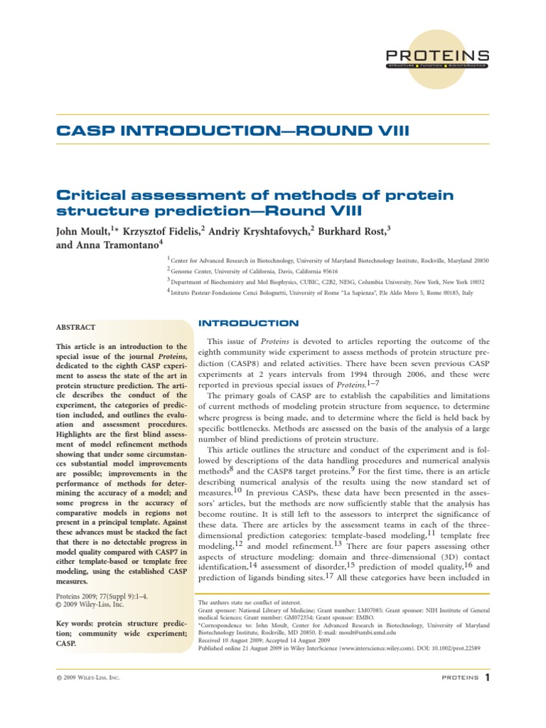 John Moult, Krzysztof Fidelis, CASP | PDF | Experiment | Sequence Alignment