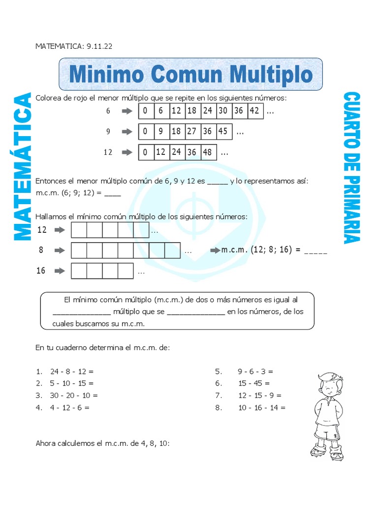 Ficha Minimo Comun Multiplo para Cuarto de Primaria | PDF