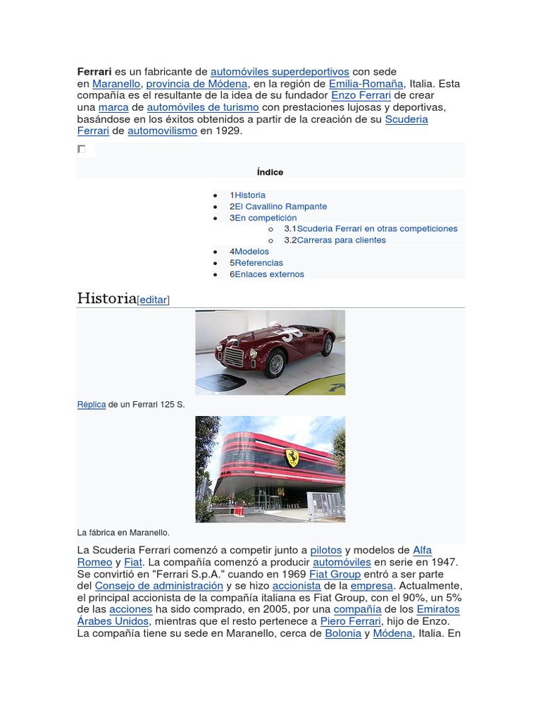 Ferrari | PDF | Ferrari | Vehículos