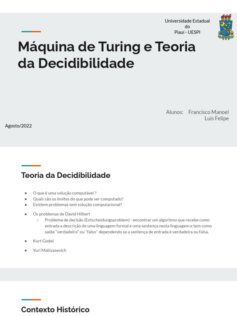 Máquina de Turing e Teoria Da Decidibilidade | PDF | Ciência da ...