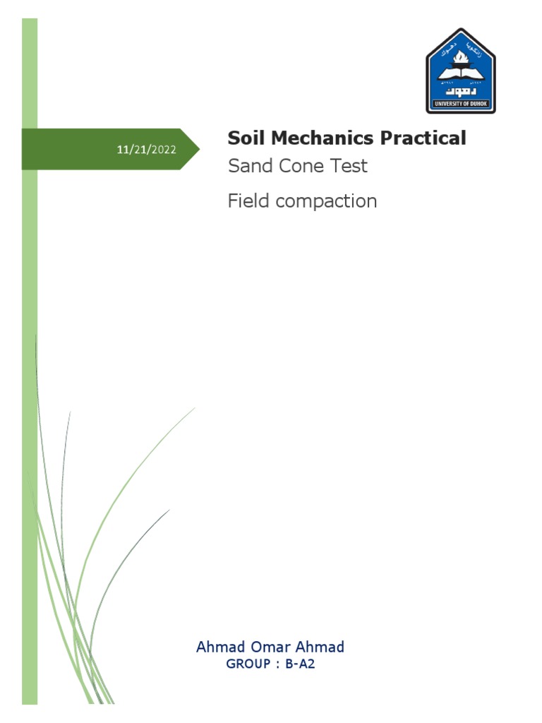 Sand Cone Test for Soil Compaction | PDF | Density | Physical Sciences