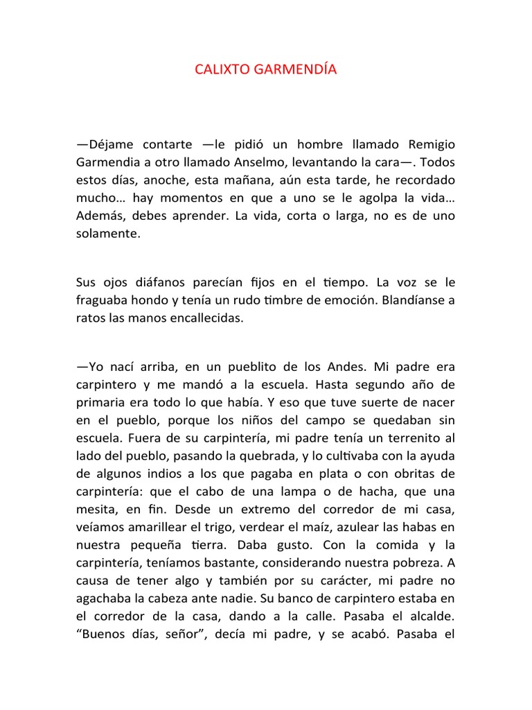 Calixto Garmendía-Cuento Completo | PDF