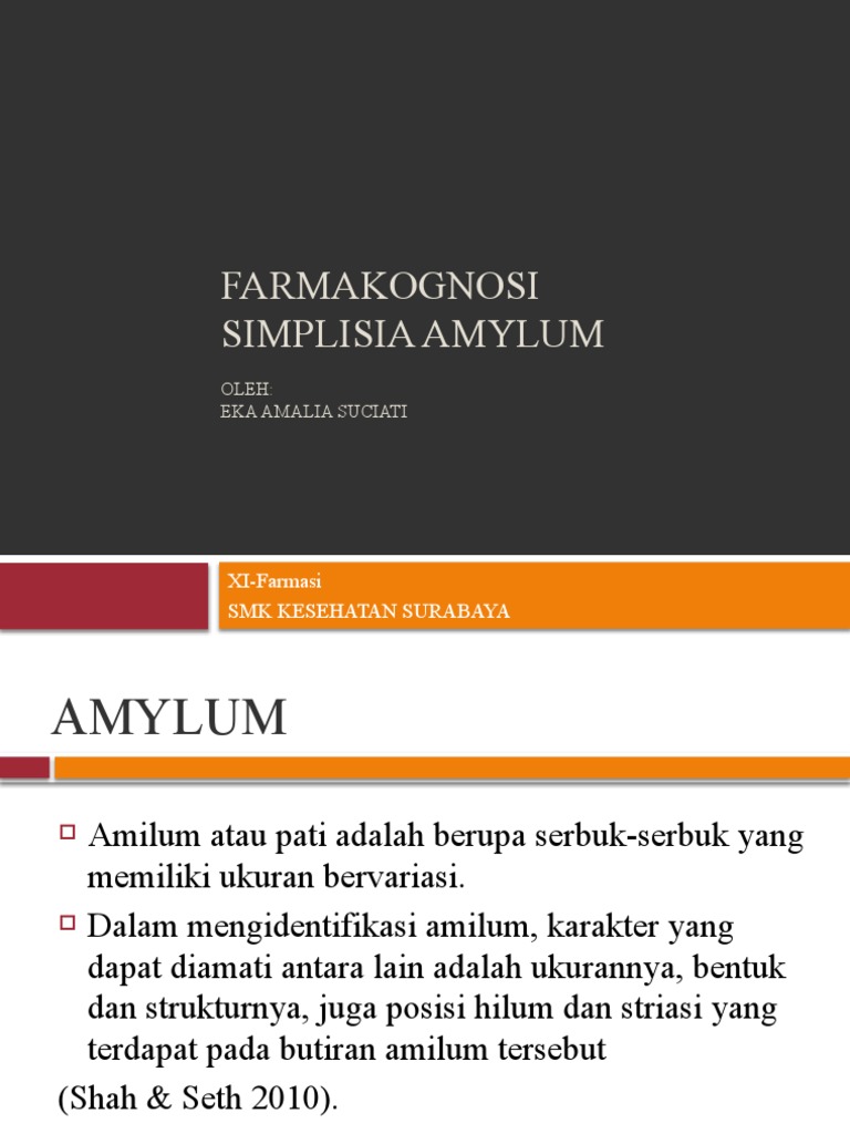 Materi Farmakognosi Amylum Kelas XI SMK Farmasi | PDF