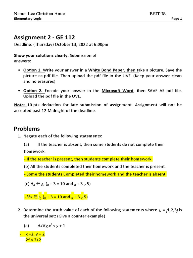 Assignment 2 GE112 (1) 1 | PDF | Argument | Deductive Reasoning