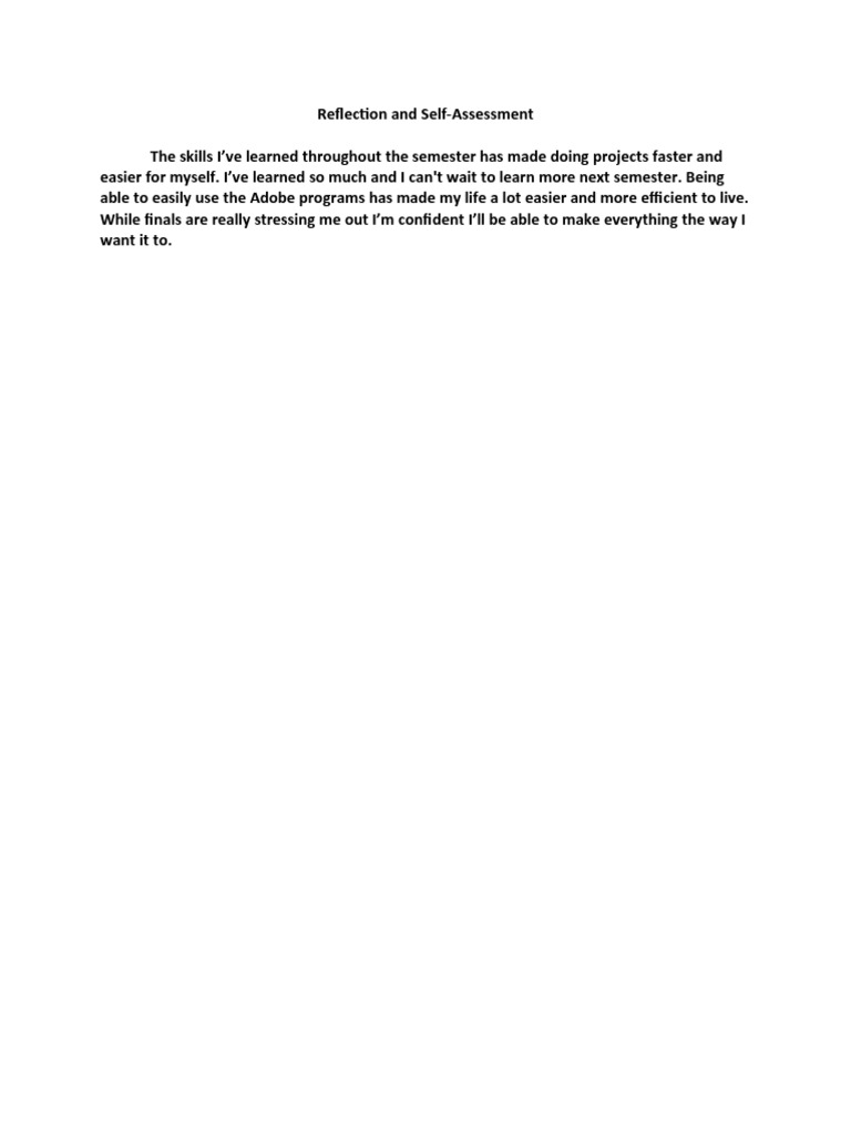 Reflection And Self Assessment Pdf