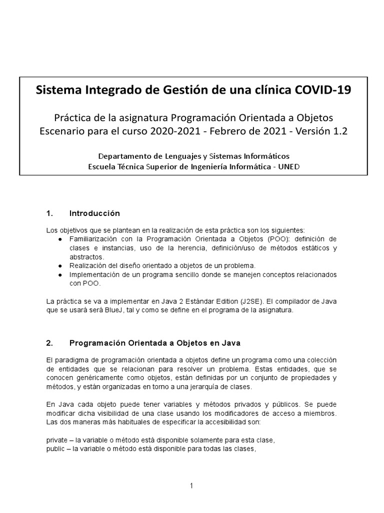 Gestión Clínica COVID-19 en Java POO | PDF | Herencia (Programación ...