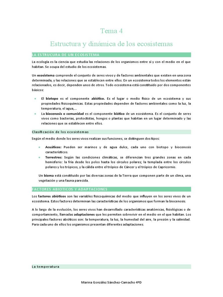 TEMA 4.estructura y Dinámica de Los Ecosistemas | PDF | Ecosistema | Ecología