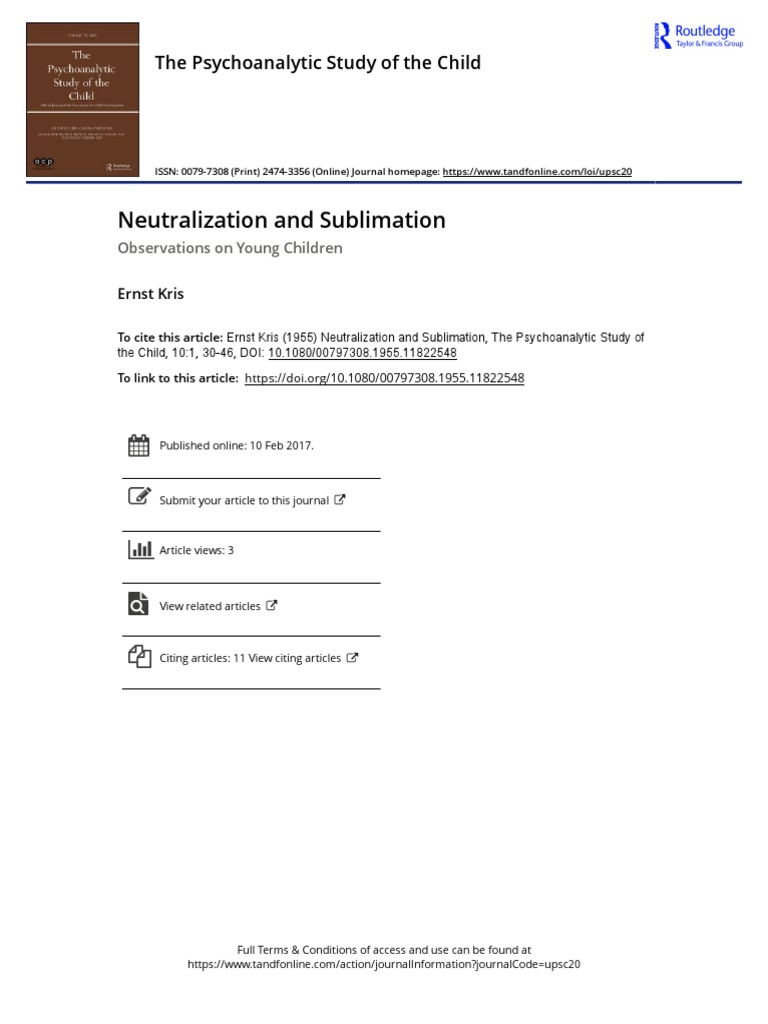 Neutralization and Sublimation | PDF | Id | Psychoanalysis