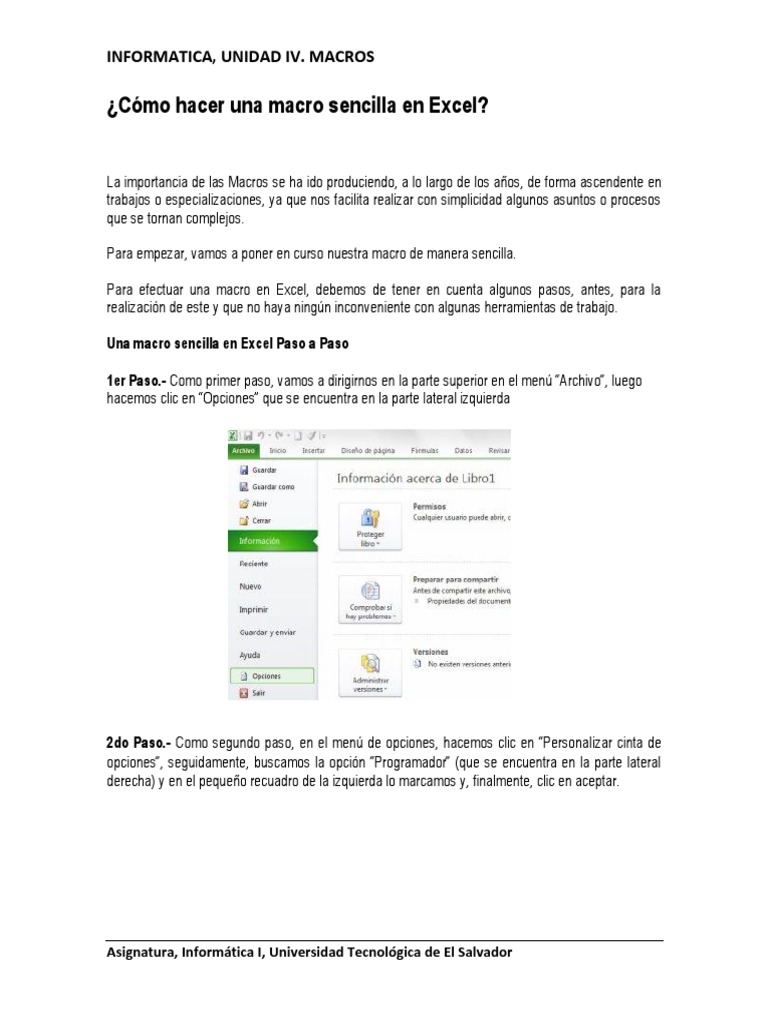 Clase 1 Cómo Hacer Una Macro Sencilla En Excel Pdf Macro Informática Ventana Informática 