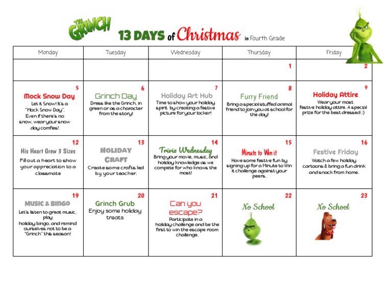 13 Days of Christmas Activities | PDF