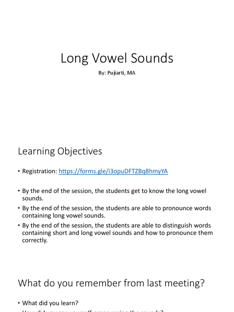 Long Vowel Sounds | PDF | English Language | Vowel