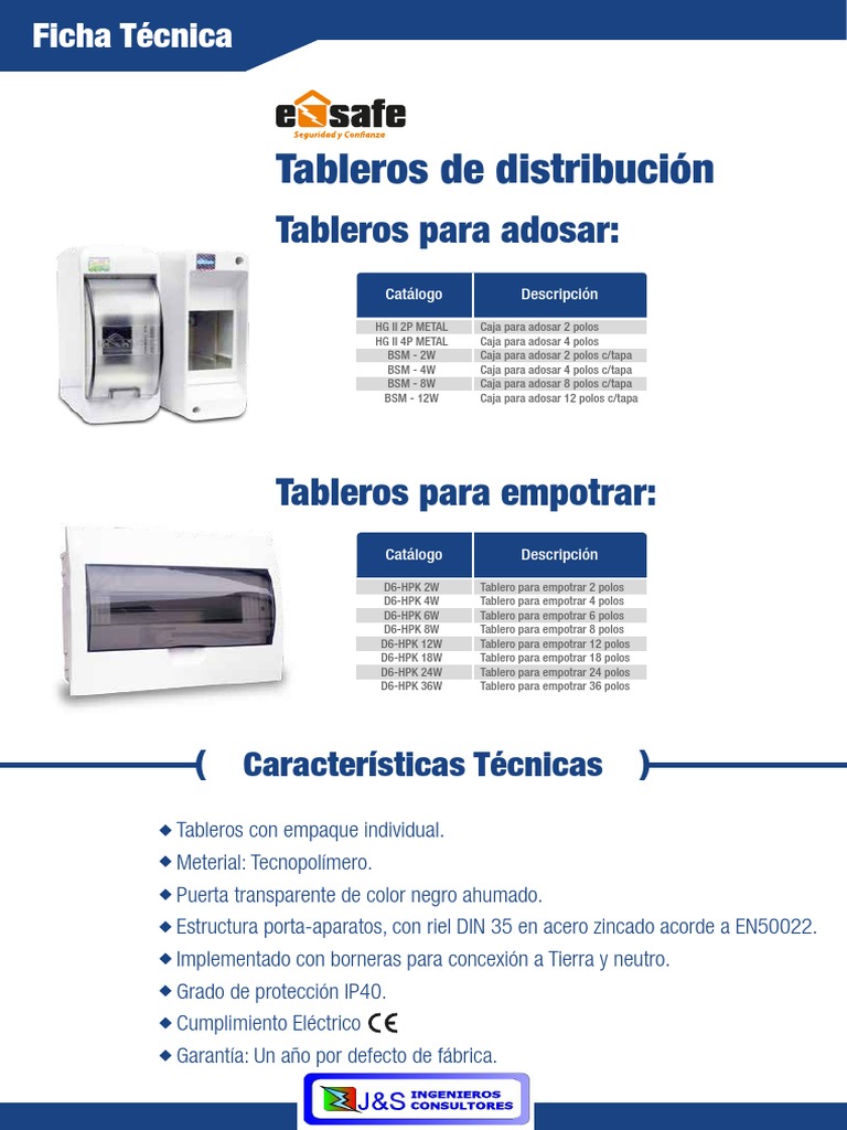 Ficha Técnica de Tableros Eléctricos | PDF