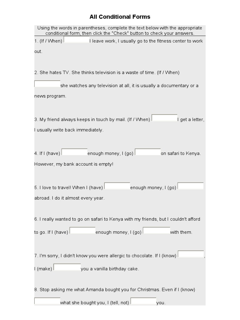All Conditional Forms - Exercises | PDF