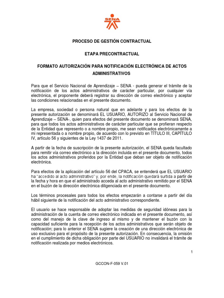 FORMATO 010 AUTORIZACION PARA NOTIFICACION ELECTRONICA DE ACTOS ADMINISTRATIVOS - DOCX 01-MAIL ...